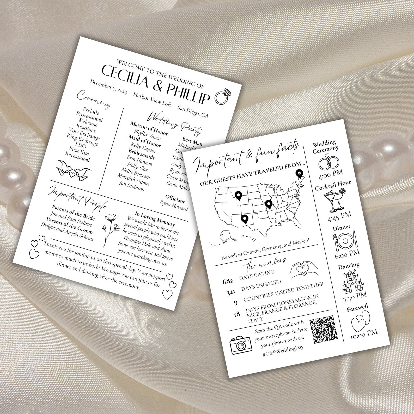 Infographic Wedding Program, Editable Wedding Details Card, Ceremony ...