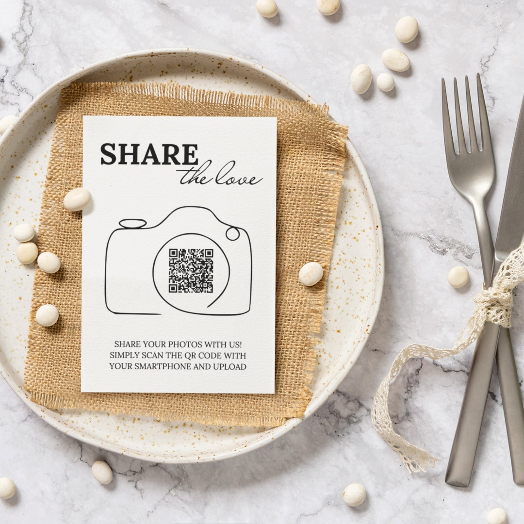 Share the Love Wedding Photo Sharing Card, Capture the Love QR Code ...