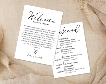 Wedding Weekend Itinerary Template, Minimalist Editable Event Timeline ...