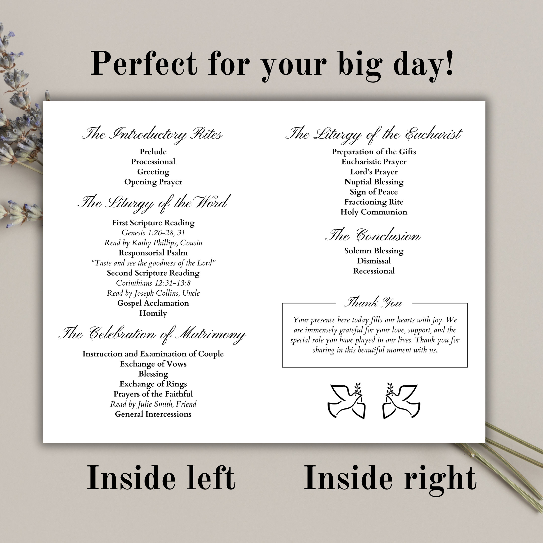 Catholic Wedding Program Template, Catholic Wedding Ceremony Program ...