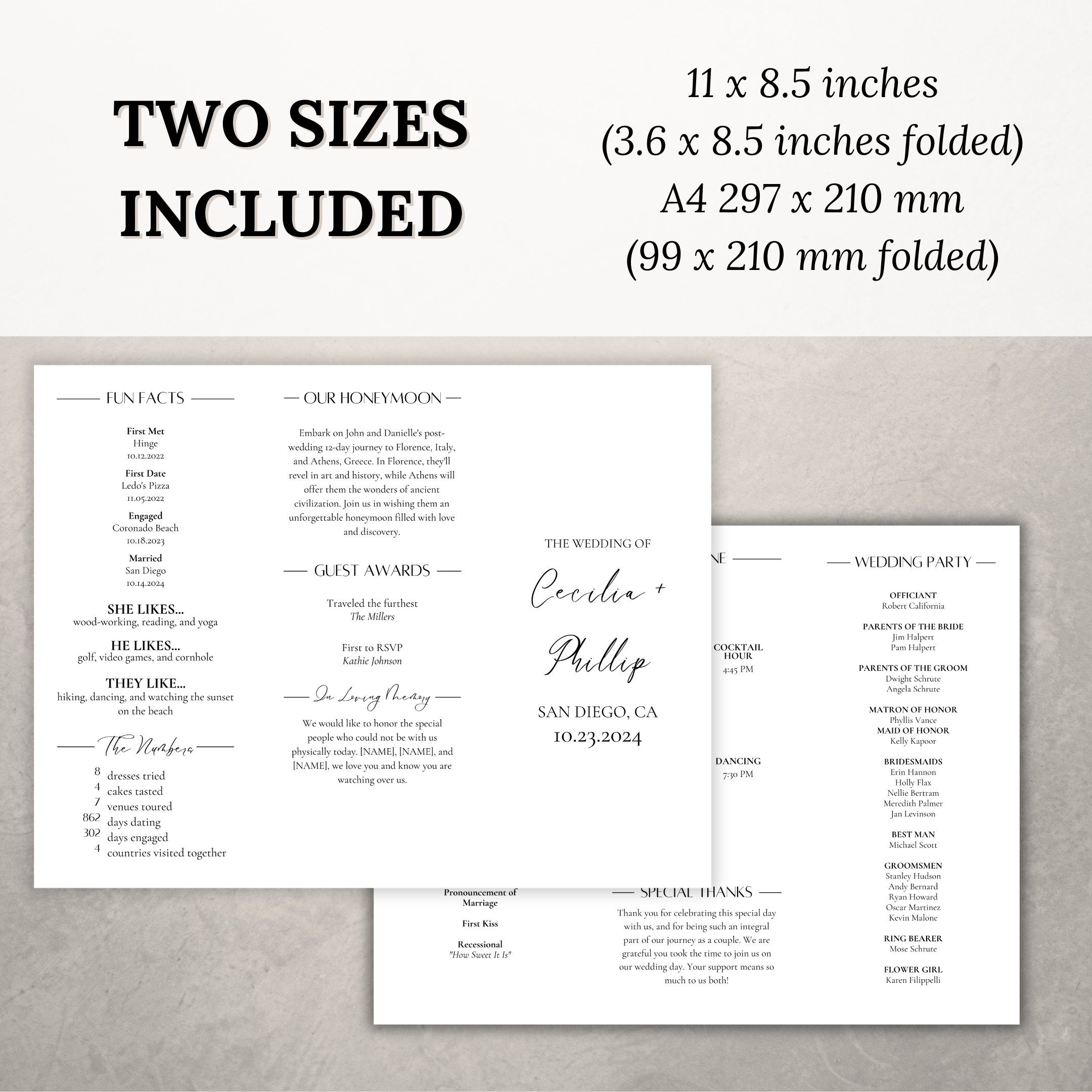 Trifold Wedding Program, Infographic Ceremony Program Template ...