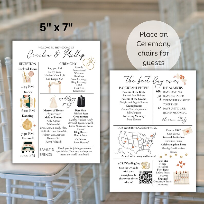 Infographic Wedding Program, Ceremony Program Template, Editable ...
