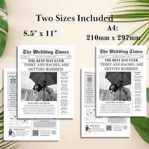 Wedding Newspaper Program Template, Infographic Wedding Details ...