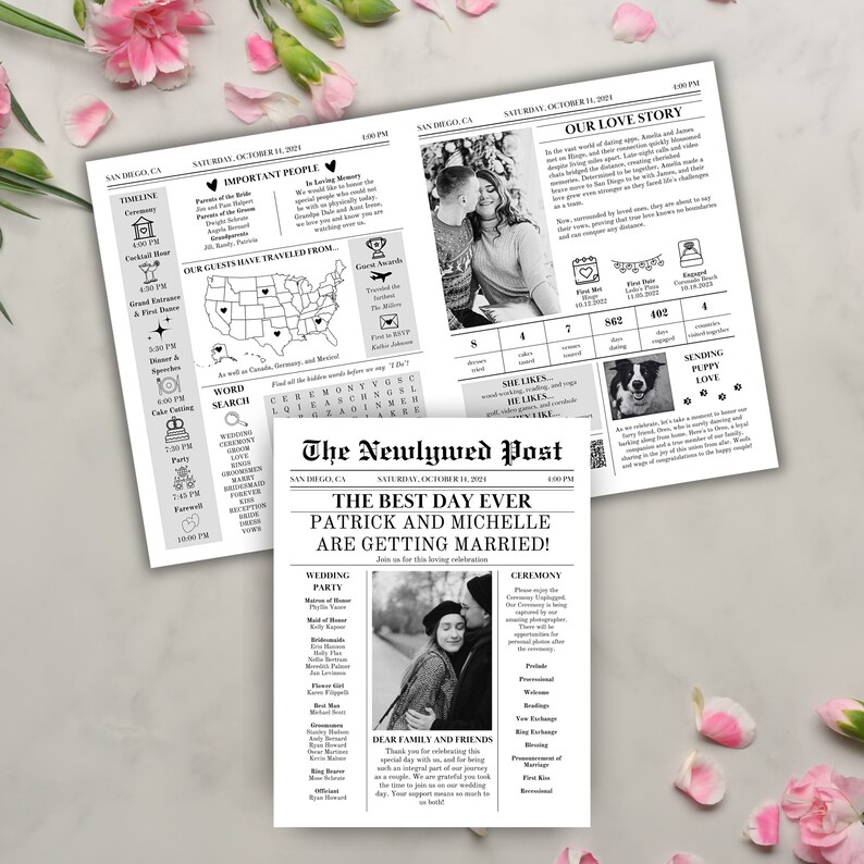 Wedding Newspaper Program Template Printable Infographic - Etsy