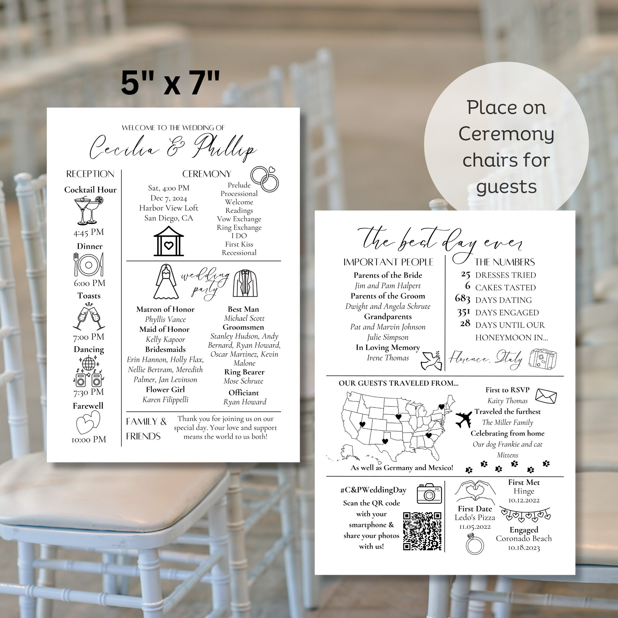 Infographic Wedding Program, Ceremony Program Template, Editable ...