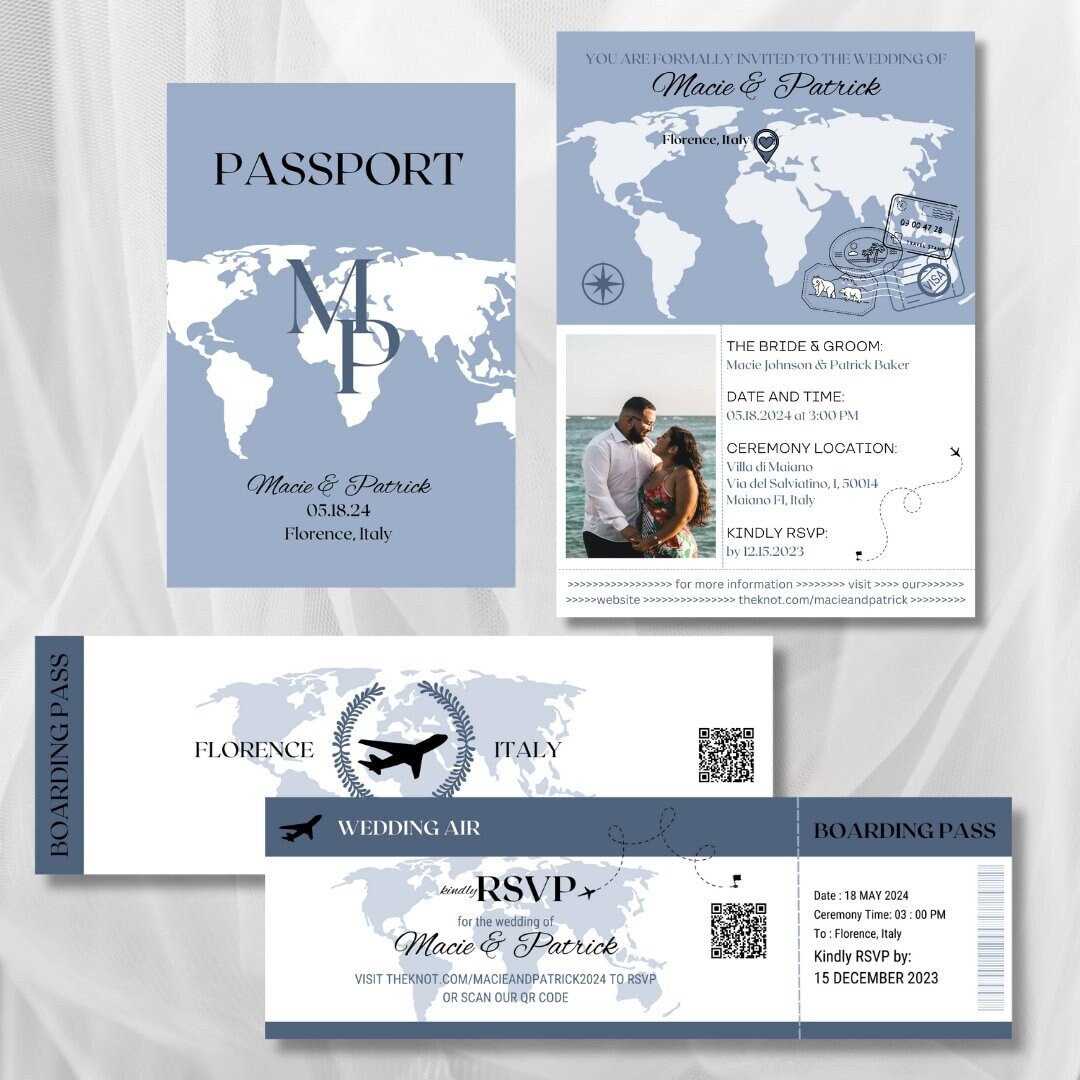 Boarding Pass Wedding Invitation Template, Wedding Passport Instant ...