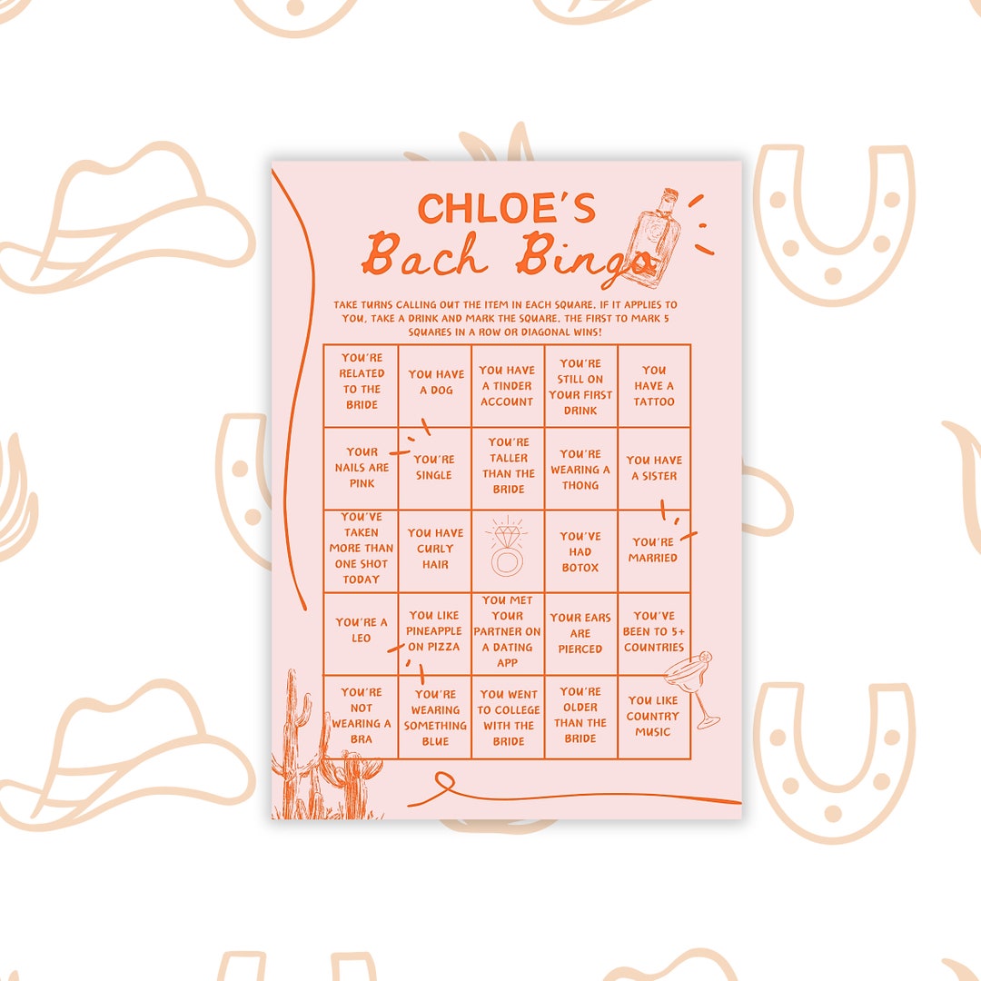 Bachelorette Bingo, Bridal Bingo Template, Bachelorette Party Games ...