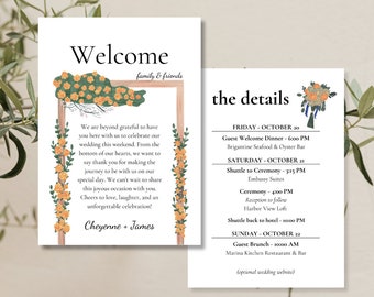Wedding Weekend Itinerary Template, Minimalist Editable Event Timeline ...