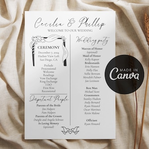 Infographic Wedding Program, Editable Wedding Day Program, Fun Wedding ...