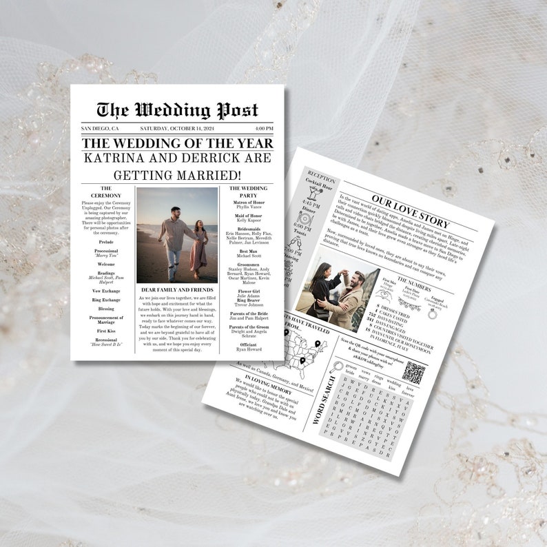 Newspaper Wedding Program Template, Wedding Newspaper Infographic ...