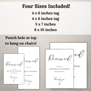 Reserved Sign Wedding, Reserved for Family Wedding Template, Minimalist ...