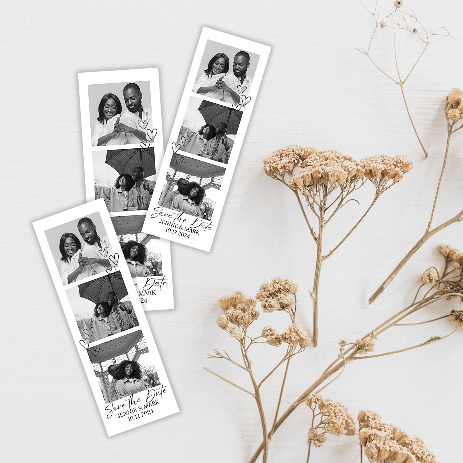 Save the Date Photo Booth Strip Template, Save the Date QR Code ...