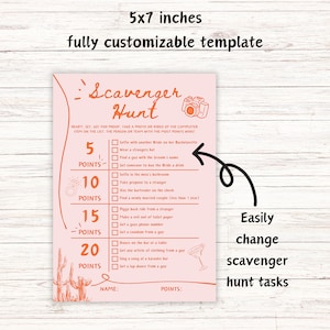 Bachelorette Scavenger Hunt, Bar Scavenger Hunt Template, Bachelorette ...