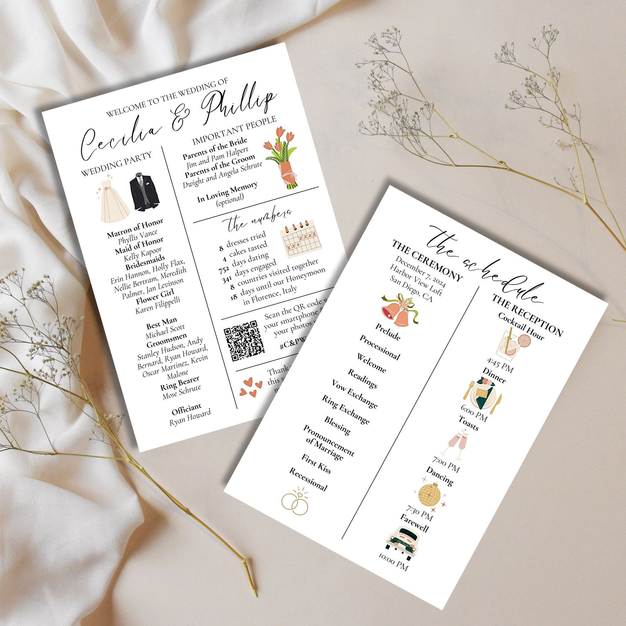Infographic Wedding Day Program, Editable Wedding Schedule Template ...