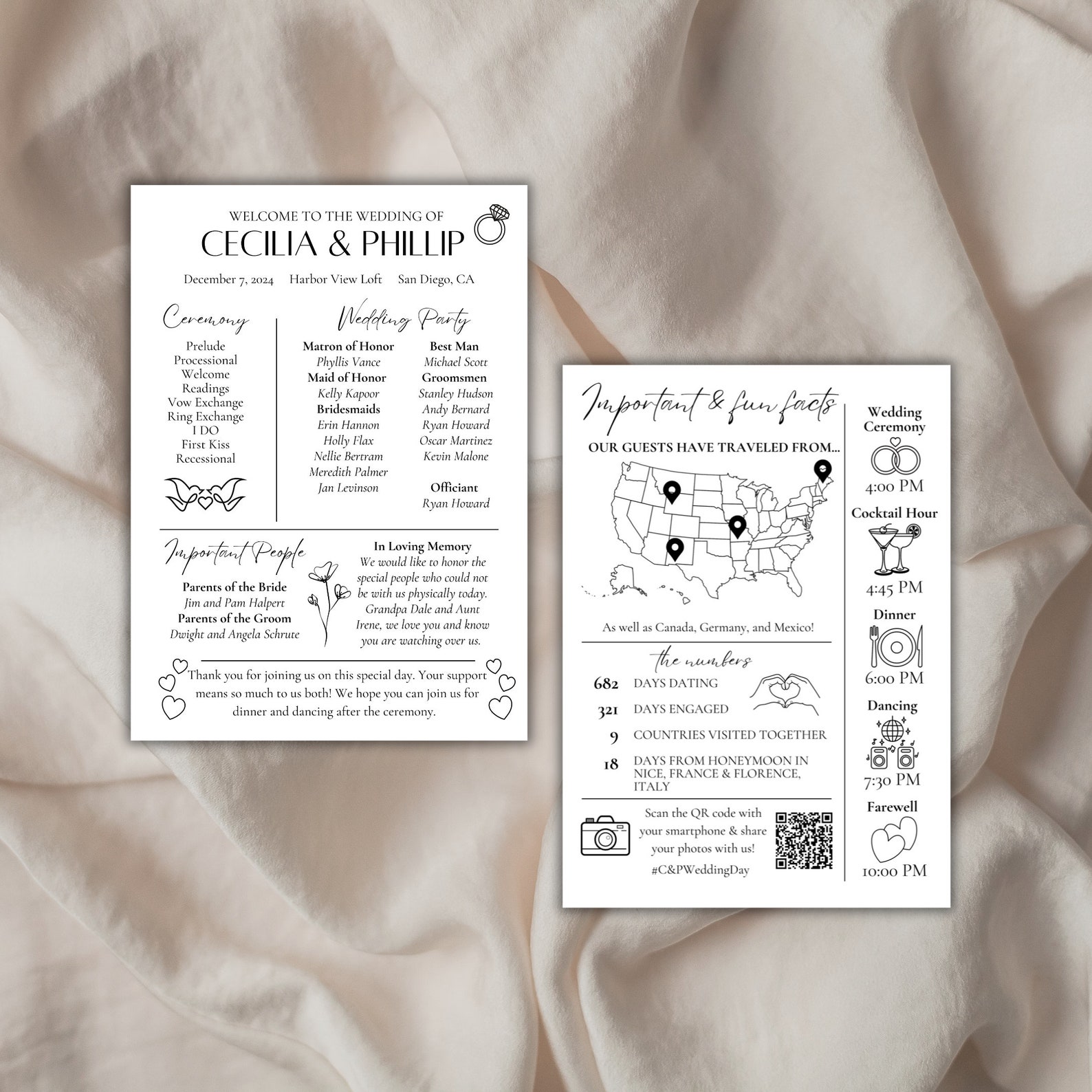 Infographic Wedding Program, Editable Wedding Details Card, Ceremony ...