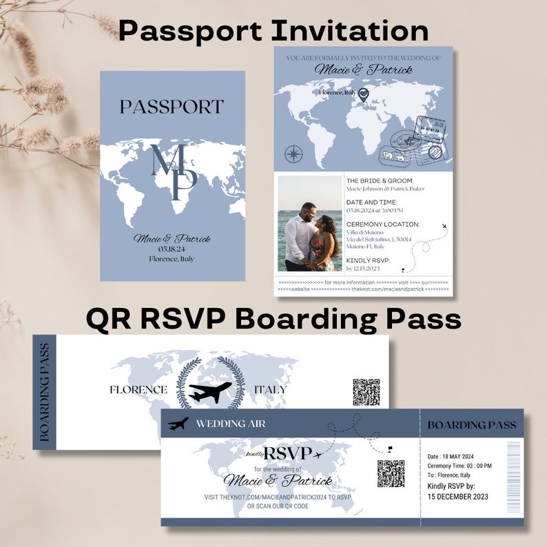 Boarding Pass Wedding Invitation Template, Wedding Passport Instant ...