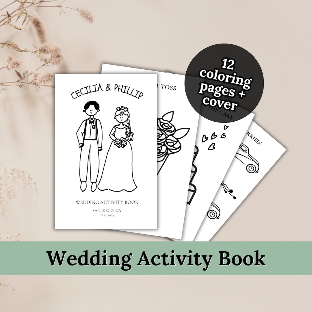 Wedding Coloring Book, Kids Wedding Activity Book, Wedding Coloring ...