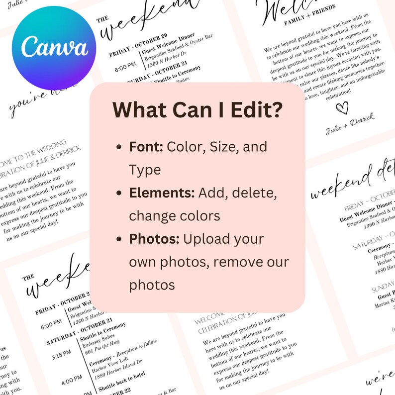 Infographic Wedding Program, Editable Ceremony Details, Ceremony ...