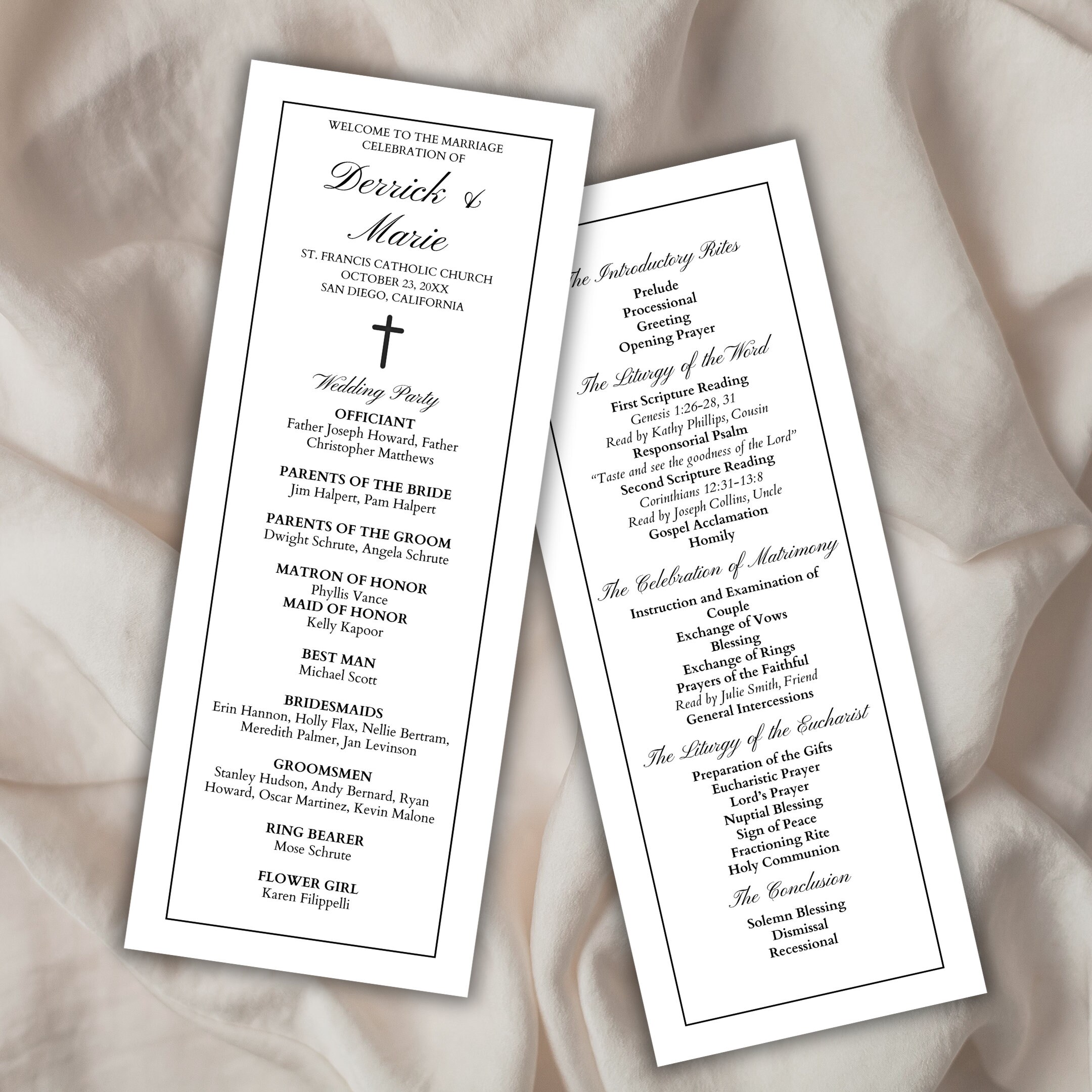 Catholic Wedding Program Template, Elegant Wedding Ceremony Program ...