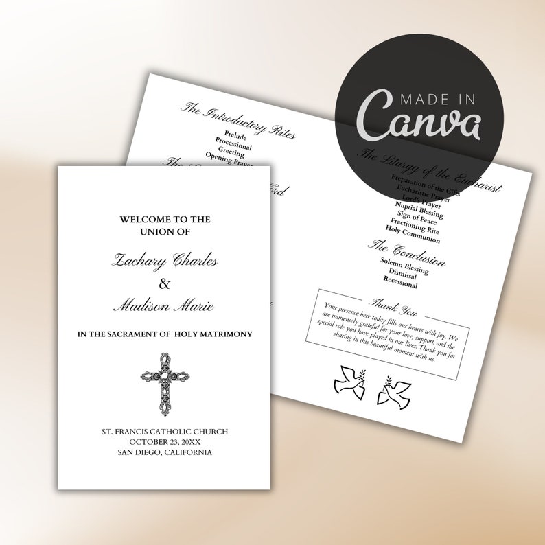 Catholic Wedding Program Template, Catholic Wedding Ceremony Program ...