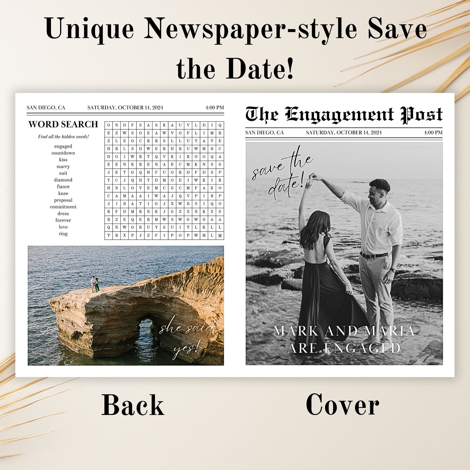 Wedding Engagement Newspaper Template, Save the Date Newspaper Wedding ...