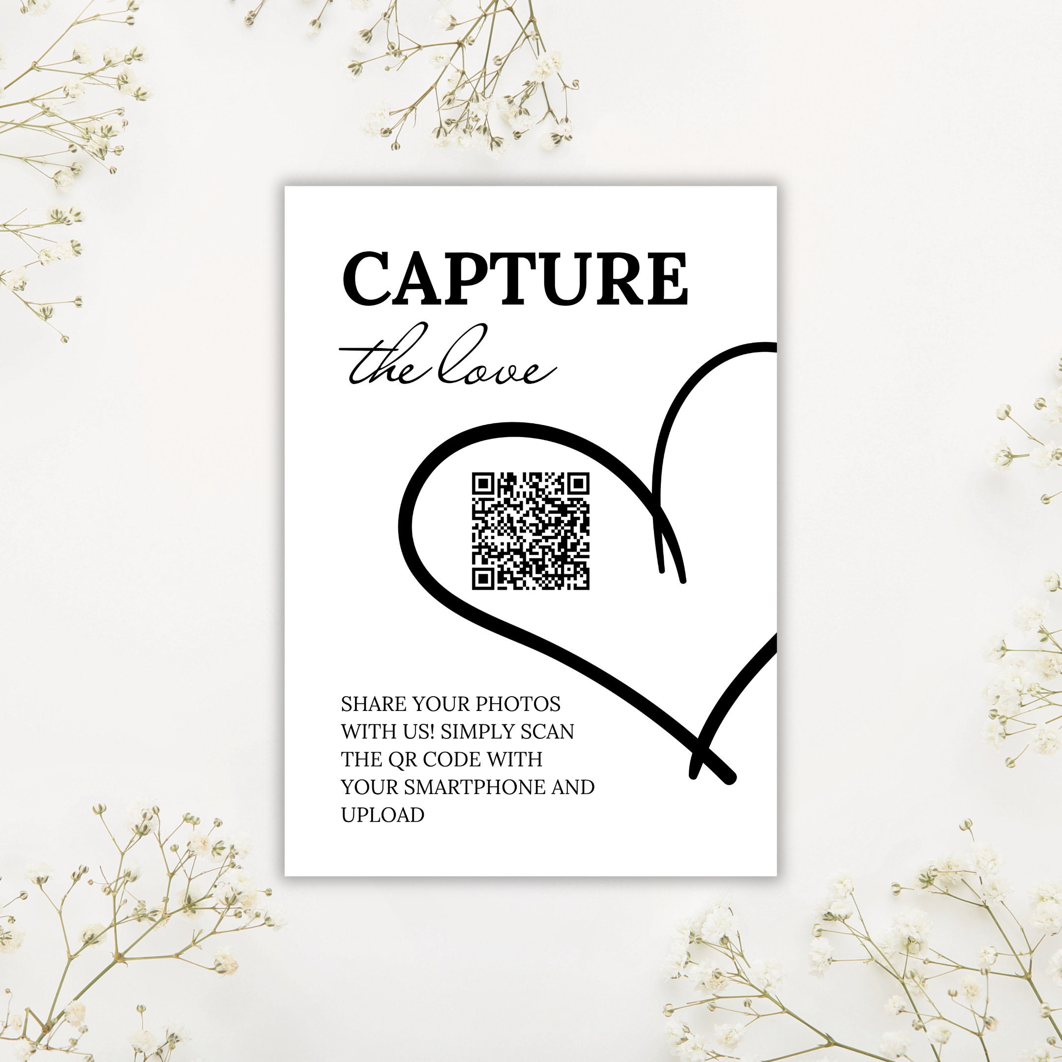 Capture the Love QR Code Wedding Sign, Share the Love Wedding Photo ...