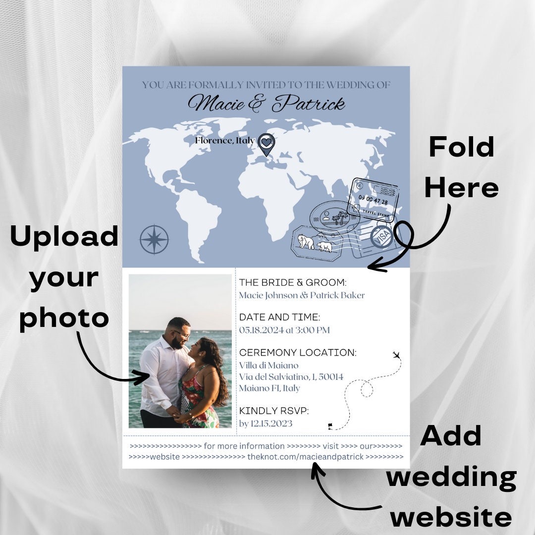 Boarding Pass Wedding Invitation Template, Wedding Passport Instant ...