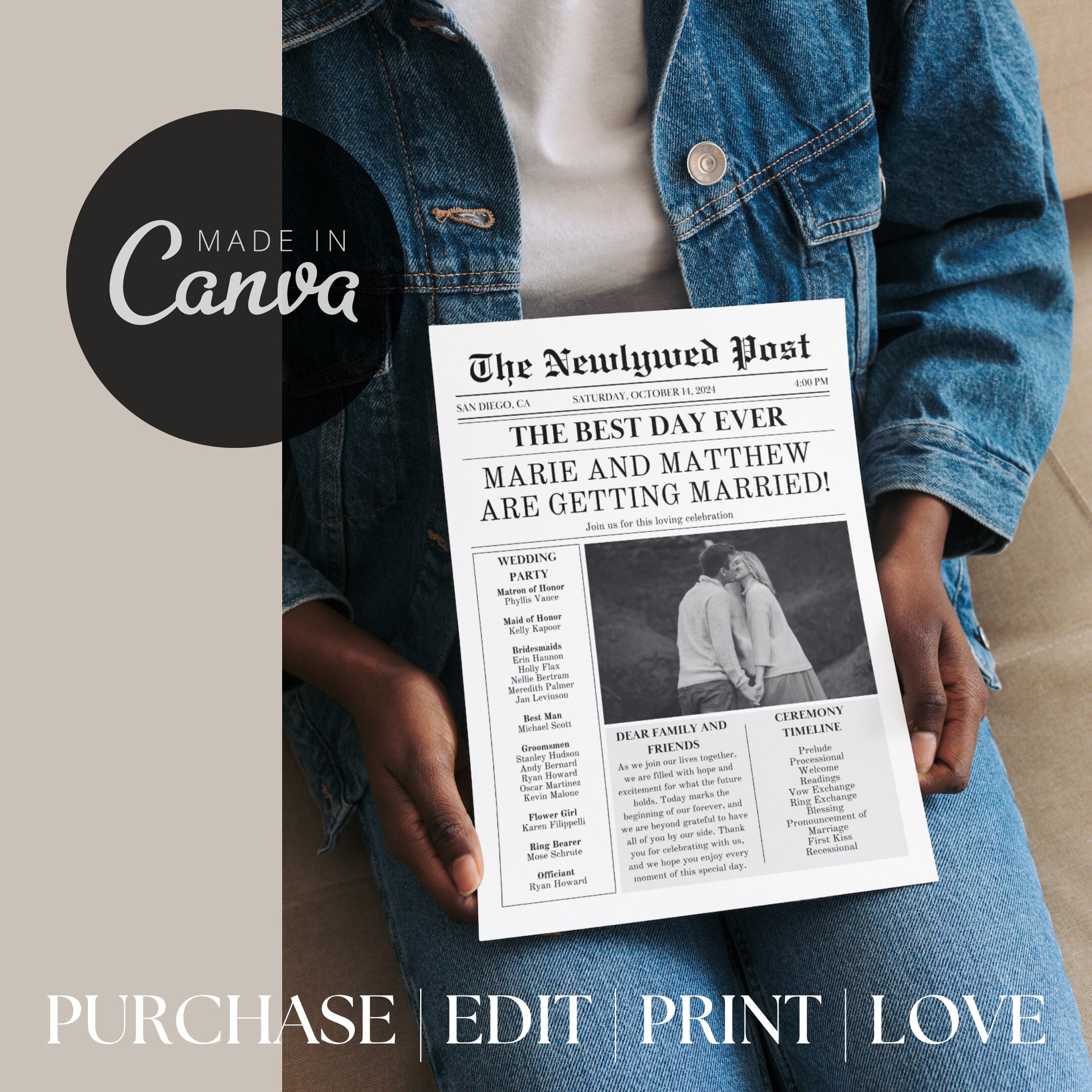 Wedding Newspaper Infographic Program, Newspaper Wedding Program ...