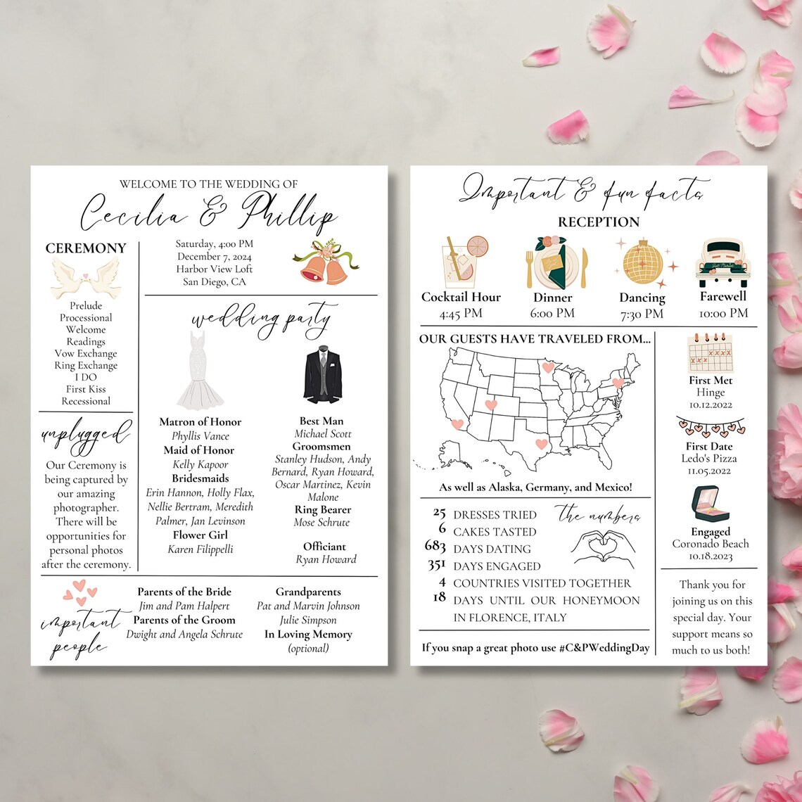 Infographic Wedding Day Timeline, Editable Wedding Program Template ...