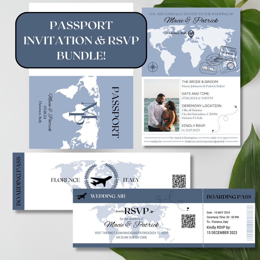Boarding Pass Wedding Invitation Template, Wedding Passport Instant ...
