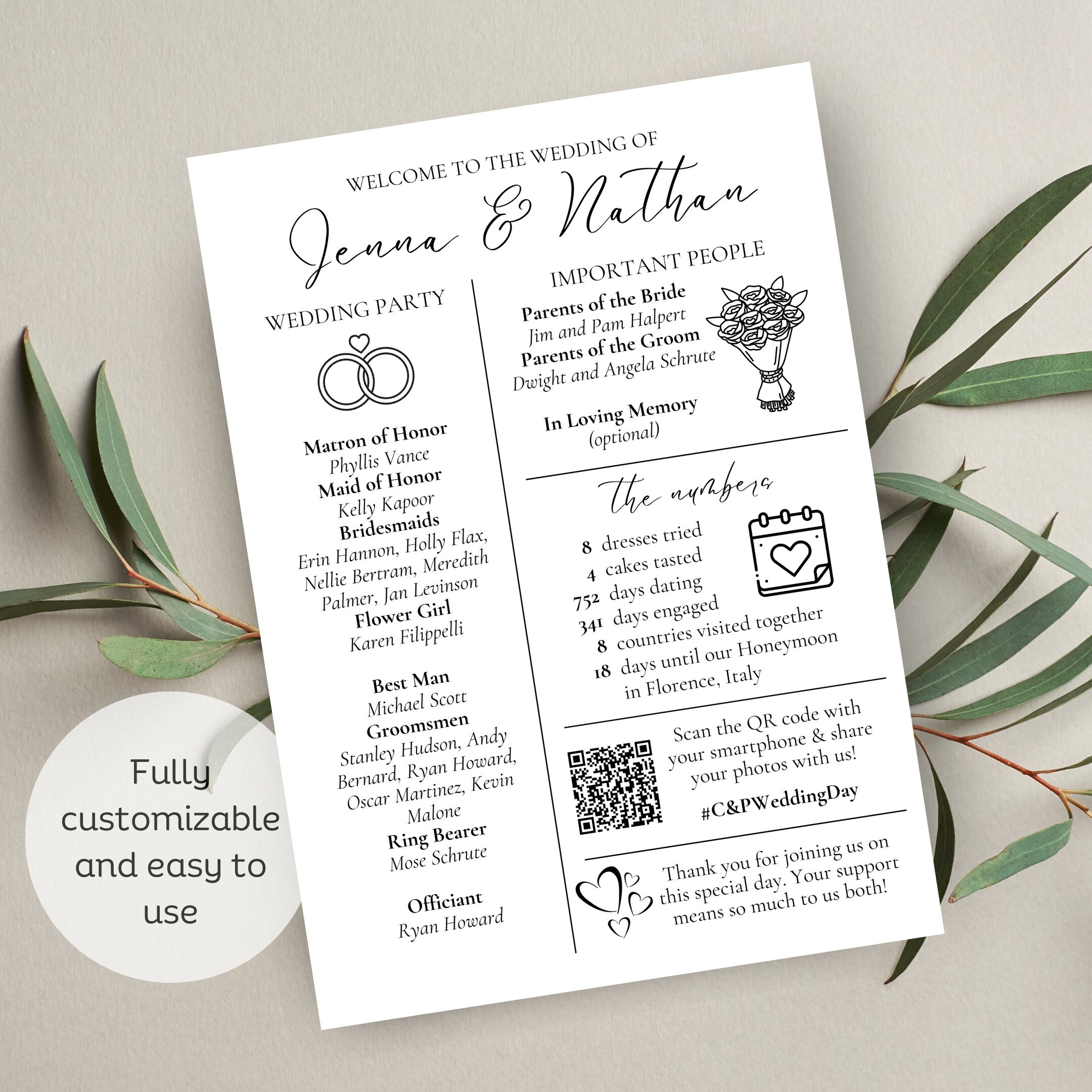 Infographic Wedding Program, Editable Ceremony Details, Ceremony ...