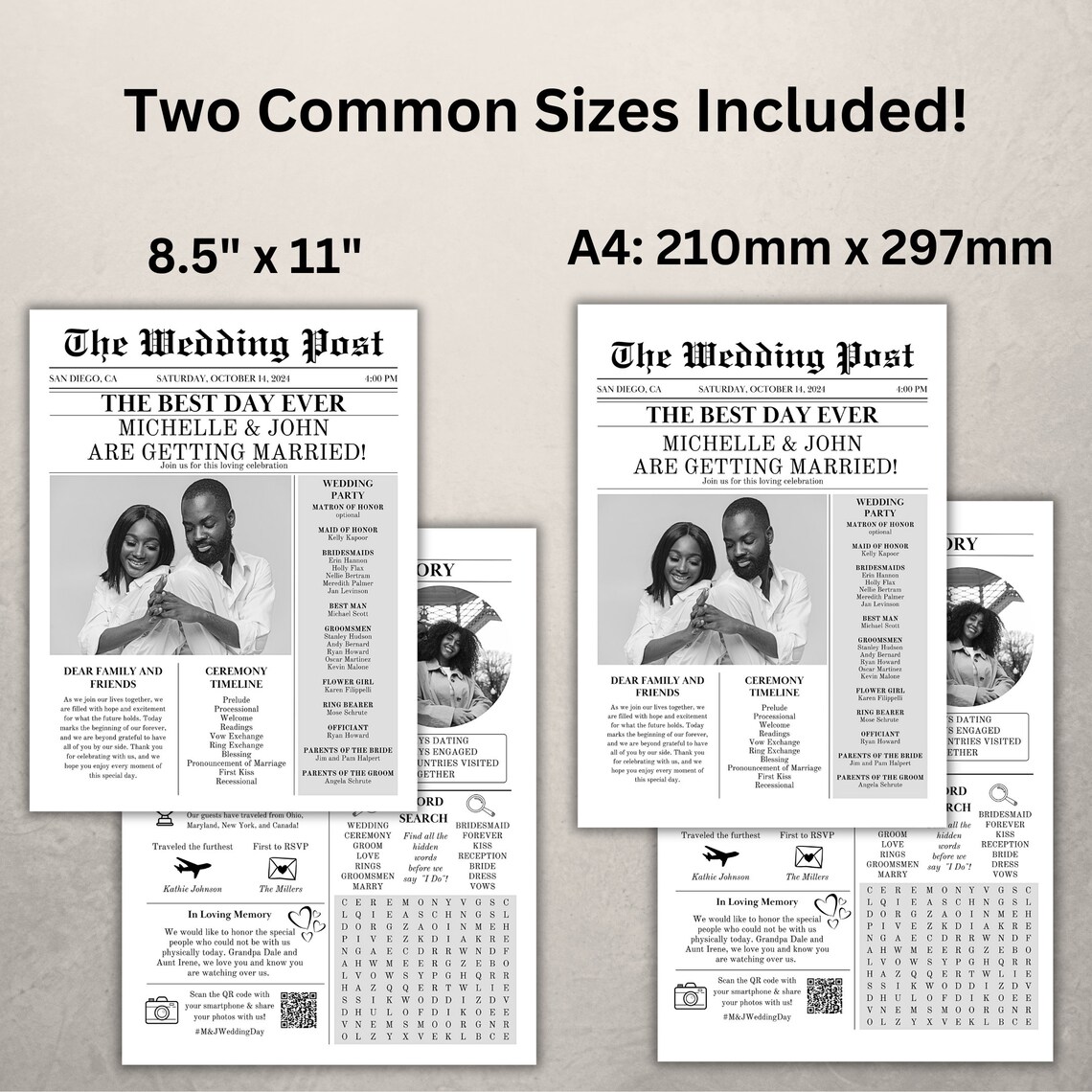 Wedding Newspaper Infographic Program Newspaper Wedding - Etsy