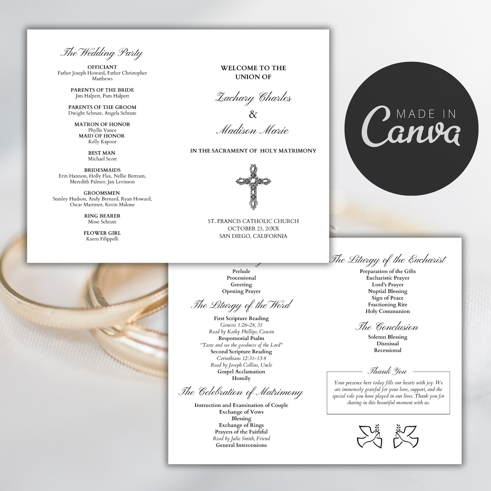 Catholic Wedding Program Template, Catholic Wedding Ceremony Program ...