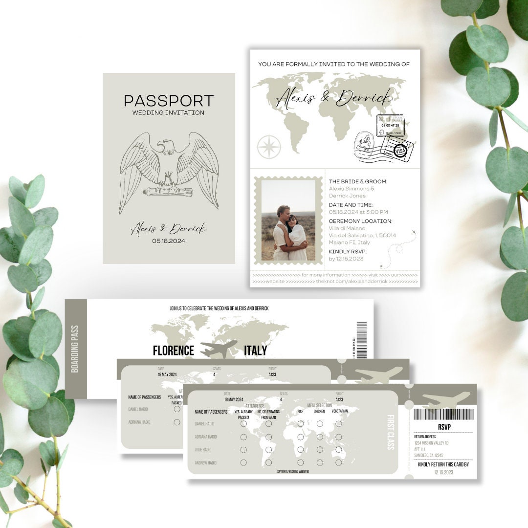 Boarding Pass Wedding Invitation Template, Wedding Passport Instant ...