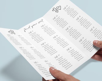 Trifold Wedding Program Template With Seating Chart Infographic Wedding ...