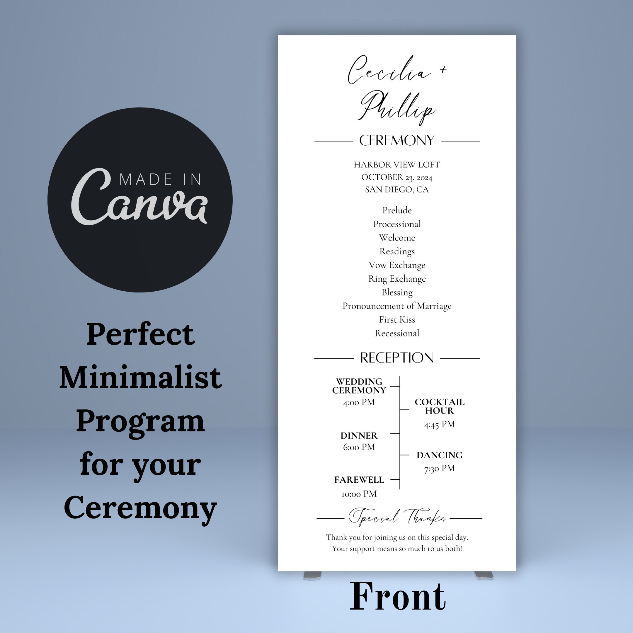Infographic Wedding Program, Ceremony Program Template, Editable ...