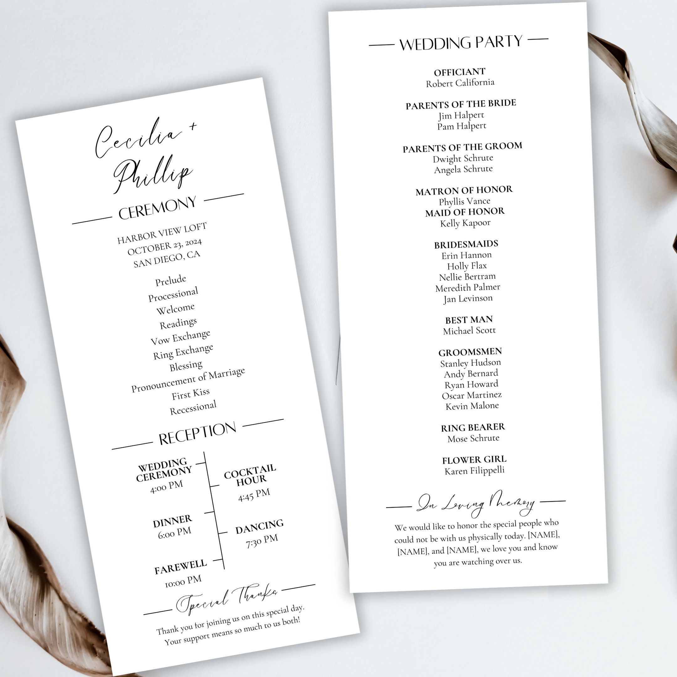 Infographic Wedding Program, Ceremony Program Template, Editable ...