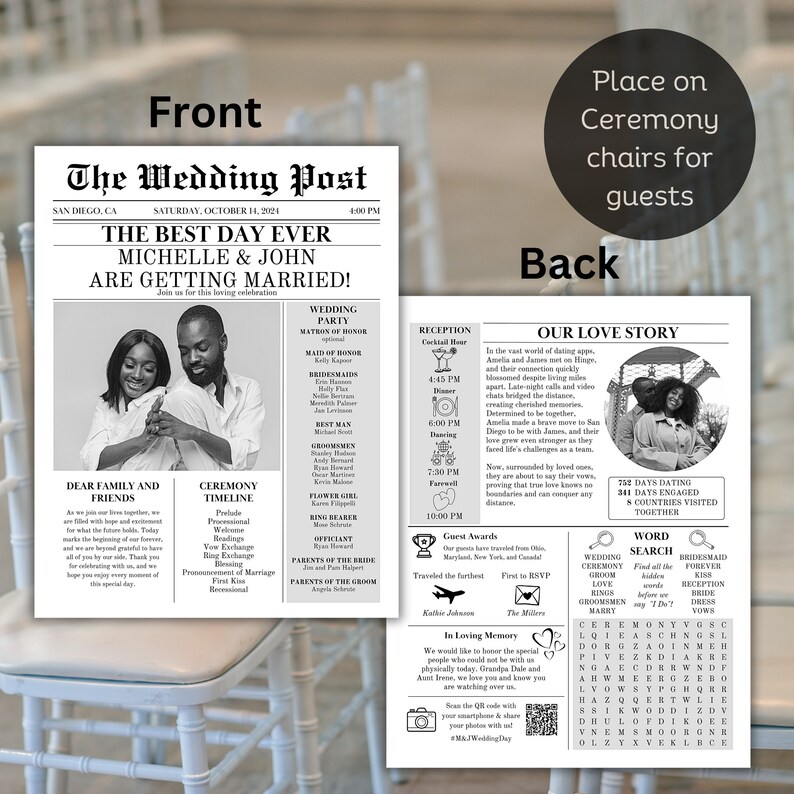 Wedding Newspaper Infographic Program, Newspaper Wedding Program ...
