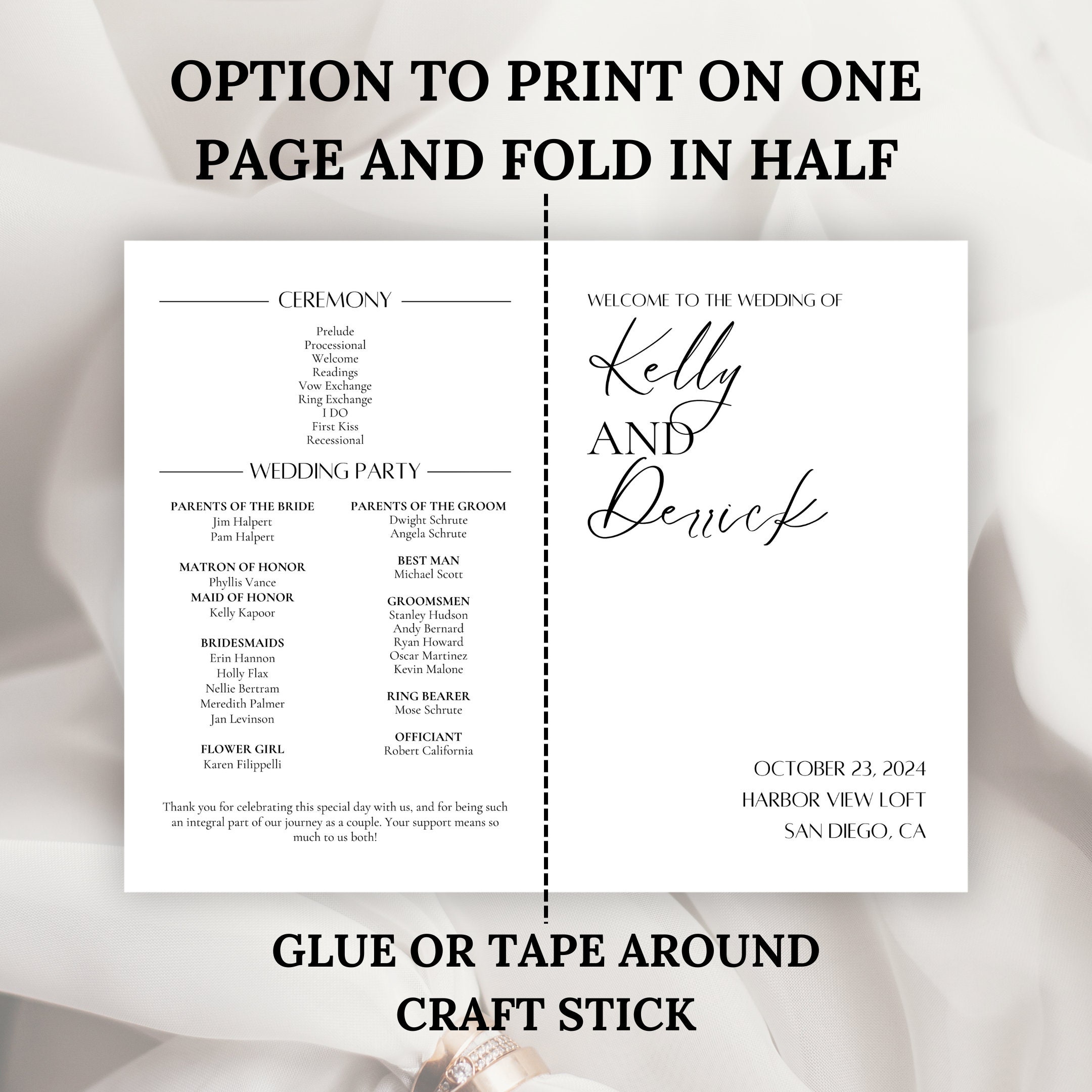 Wedding Program Fan, Wedding Program Template, Wedding Timeline ...