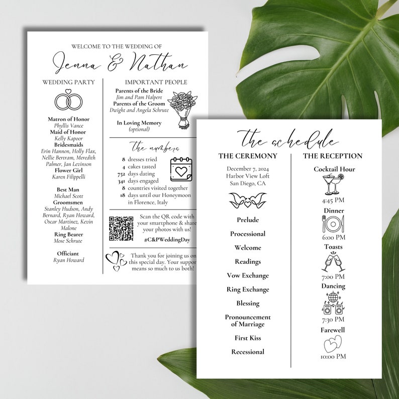 Infographic Wedding Program, Editable Ceremony Details, Ceremony ...