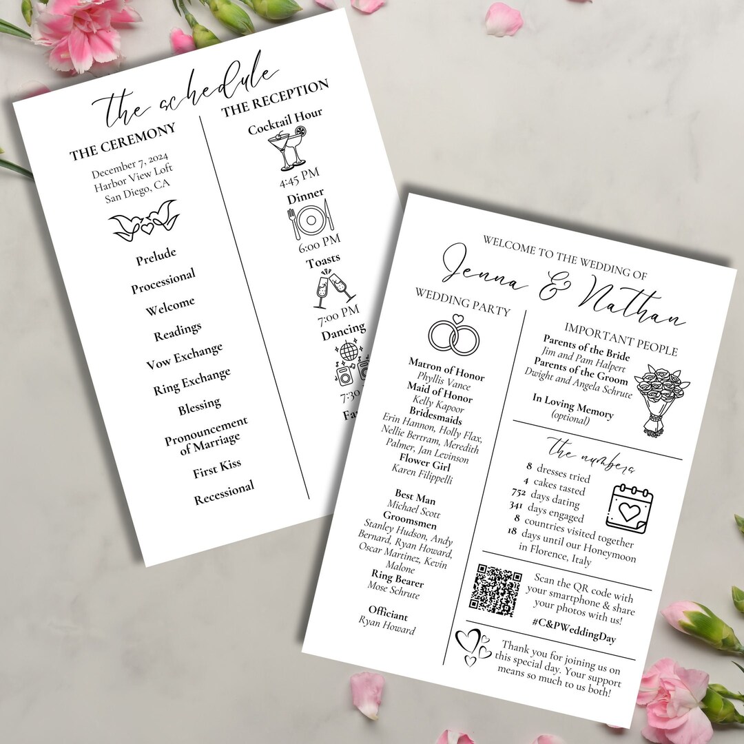 Infographic Wedding Program, Editable Ceremony Details, Ceremony ...