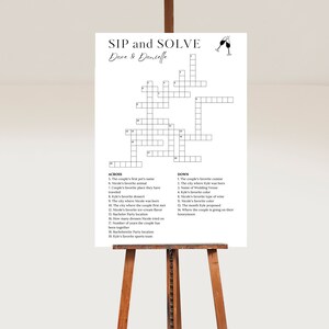 Custom Sip and Solve Wedding Crossword Puzzle, Personalized Bridal ...