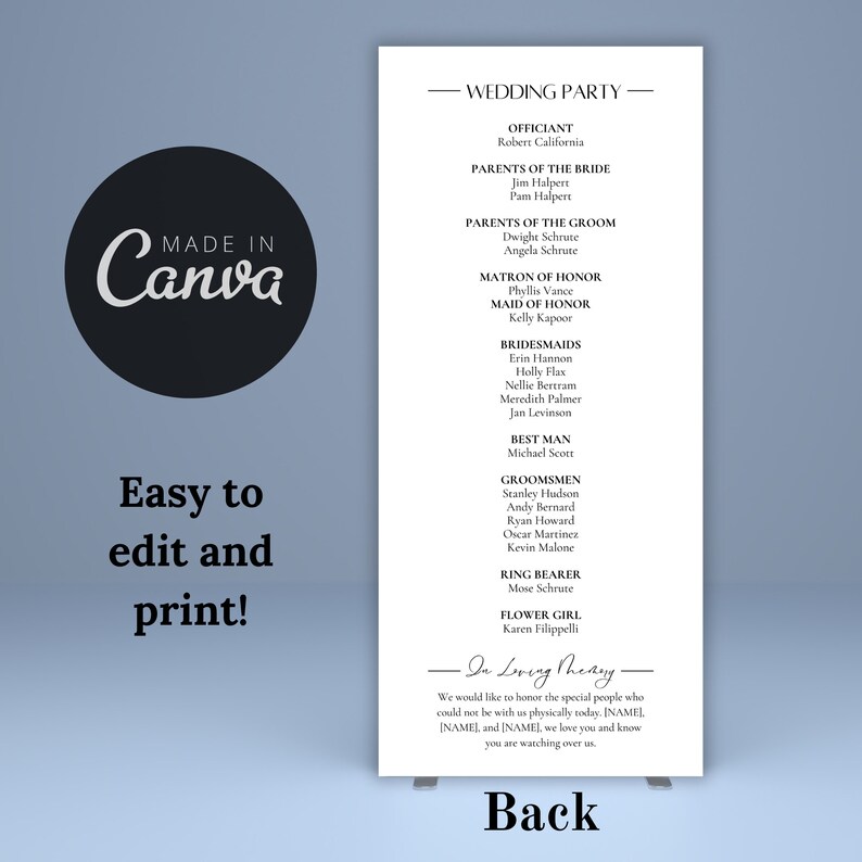 Infographic Wedding Program, Ceremony Program Template, Editable ...