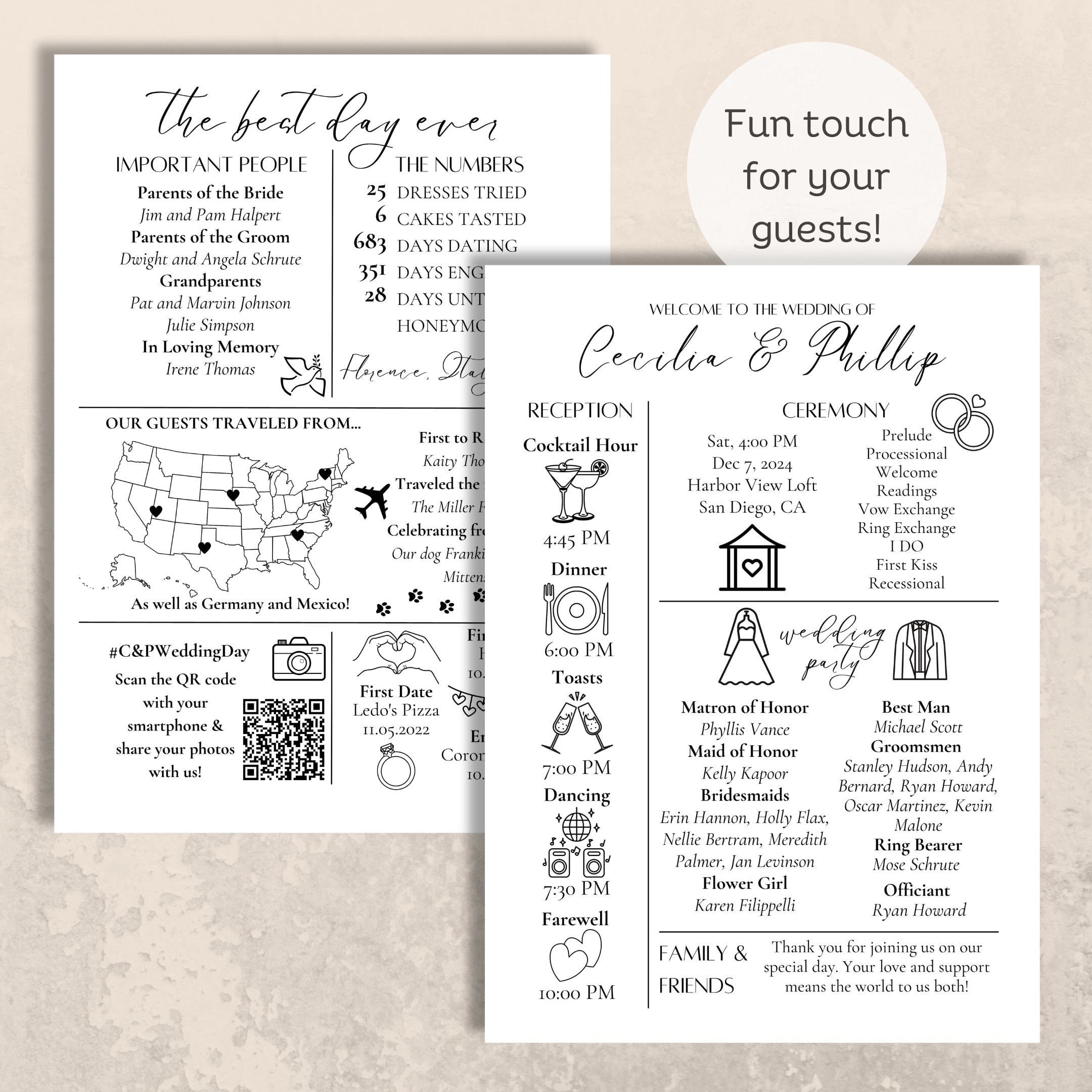 Infographic Wedding Program, Ceremony Program Template, Editable ...