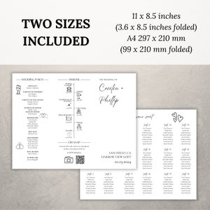 Trifold Wedding Program With Wedding Seating Chart Template, Editable ...
