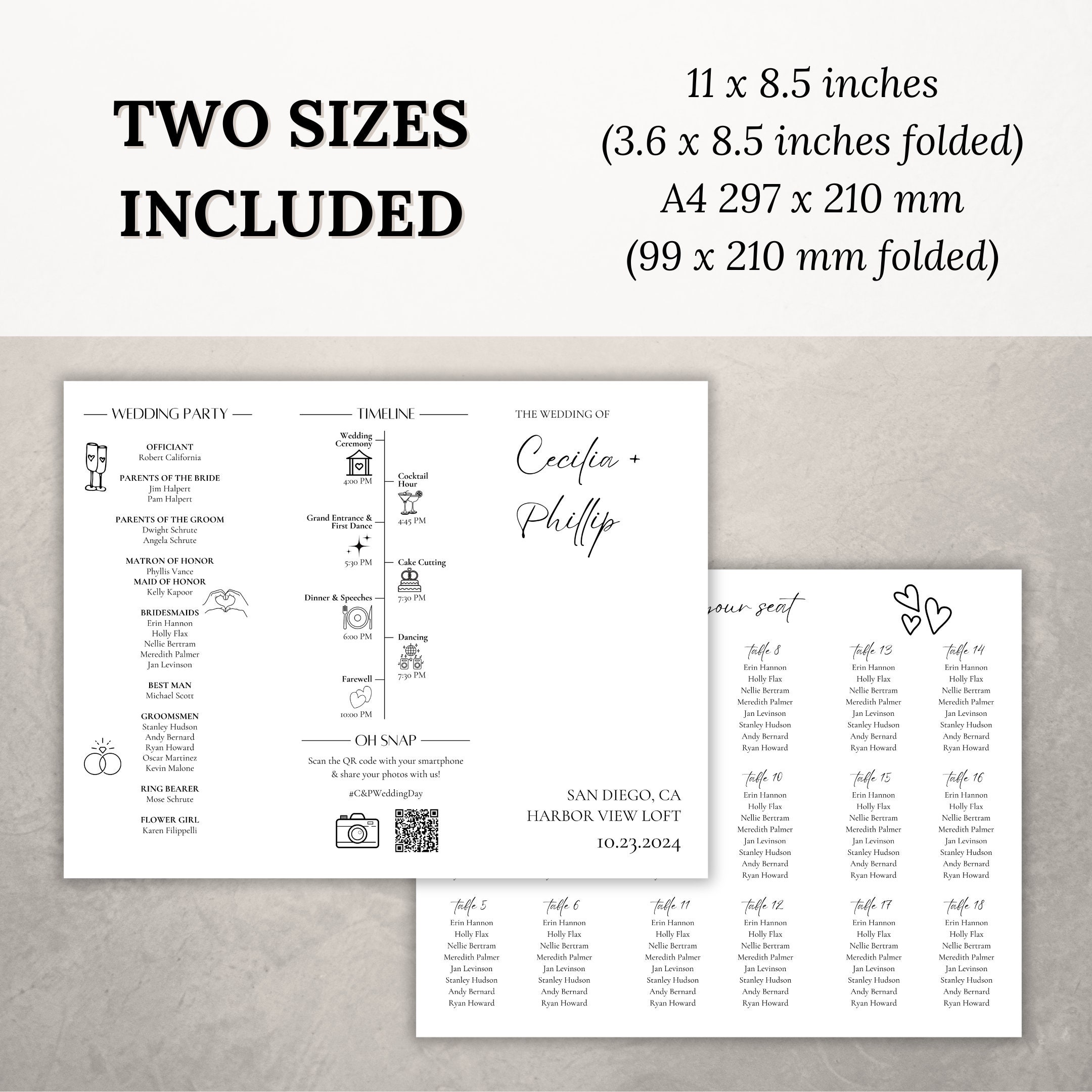 Trifold Wedding Seating Chart Template, Trifold Wedding Program ...