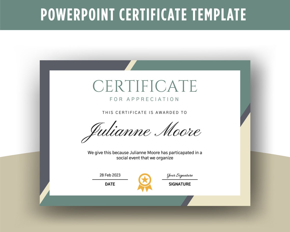 Editable Certificate Template Powerpoint, Certificate of Achievement ...
