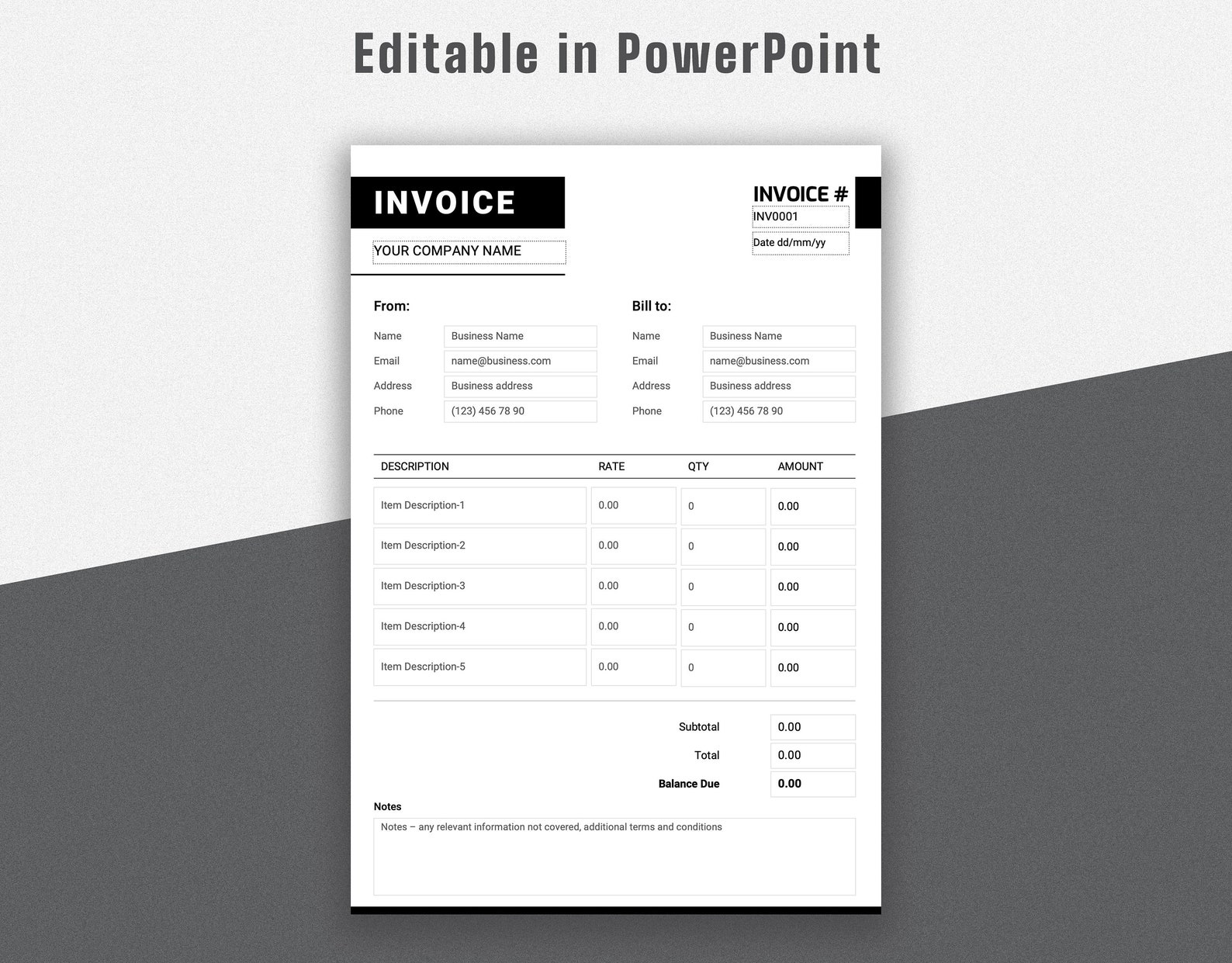 Powerpoint Invoice Template (Download Now) - Etsy