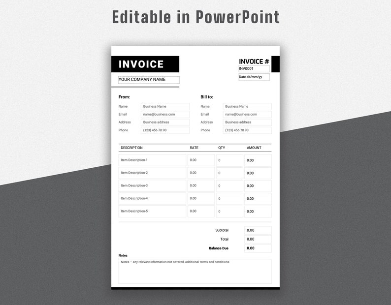 Powerpoint Invoice Template (Download Now) - Etsy