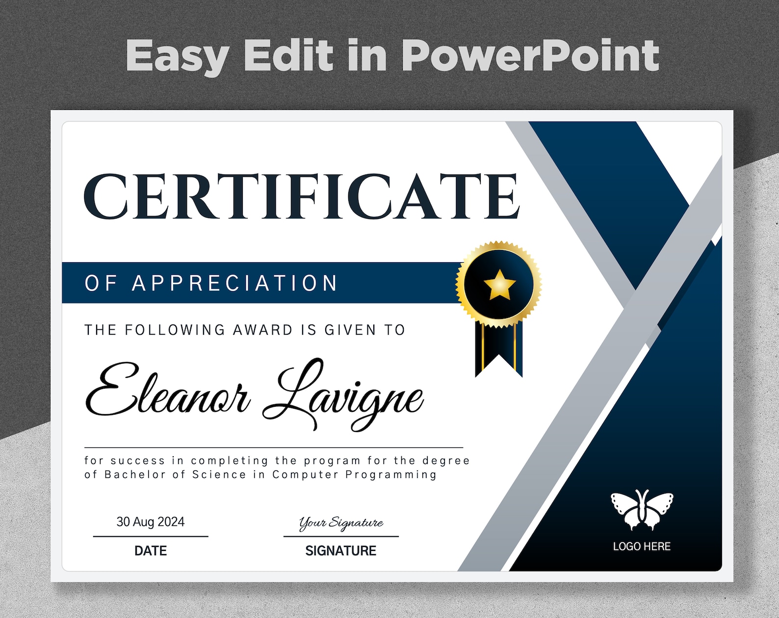 Editable Certificate Template Powerpoint, Certificate of Achievement ...